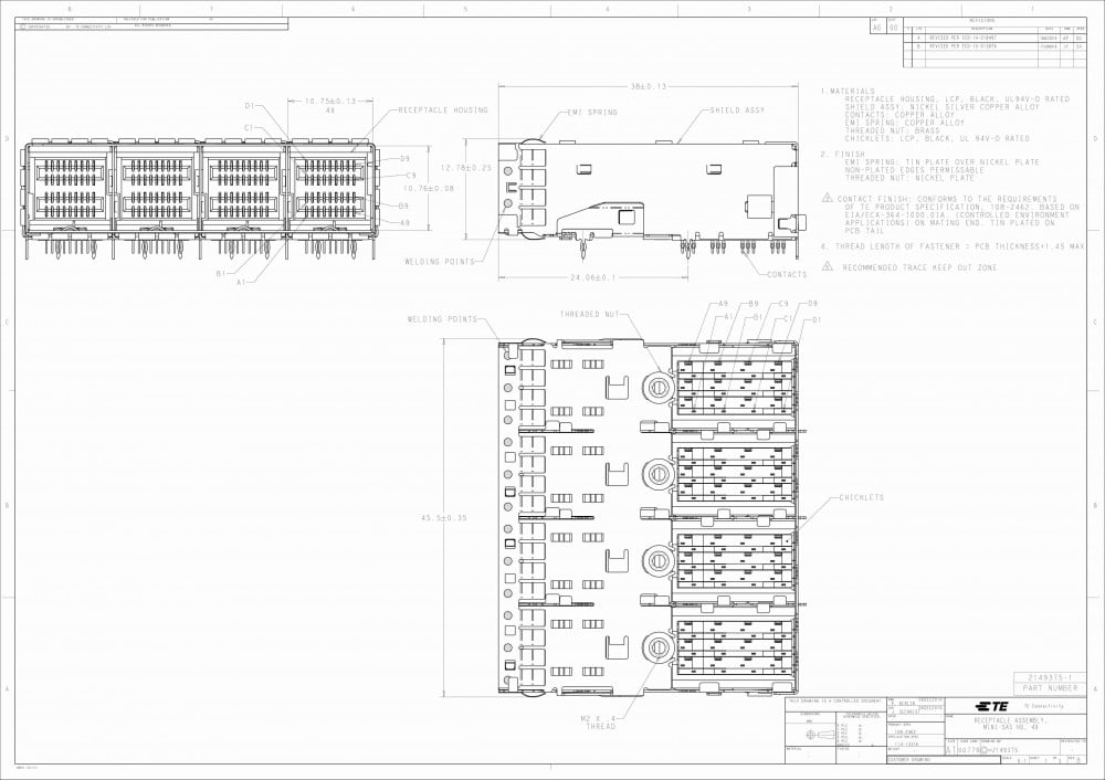 TE Connectivity 2149375-1 controlled drawing page 1