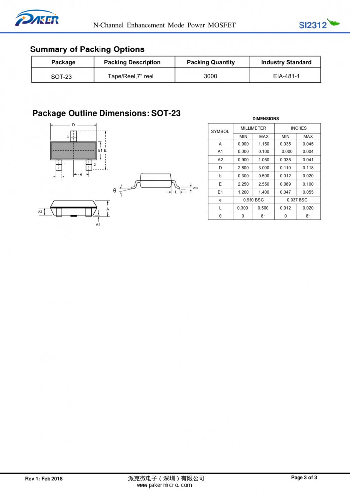 SI2312 datasheet page 3