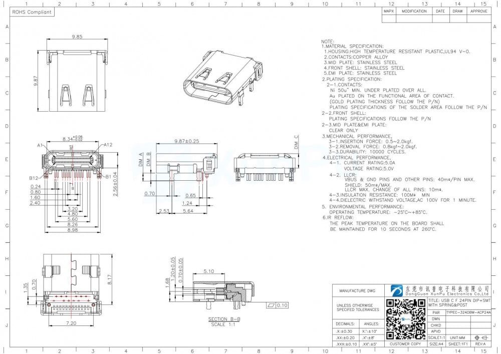 TYPEC-324DBW-ACP24A manufacturing drawing page 1