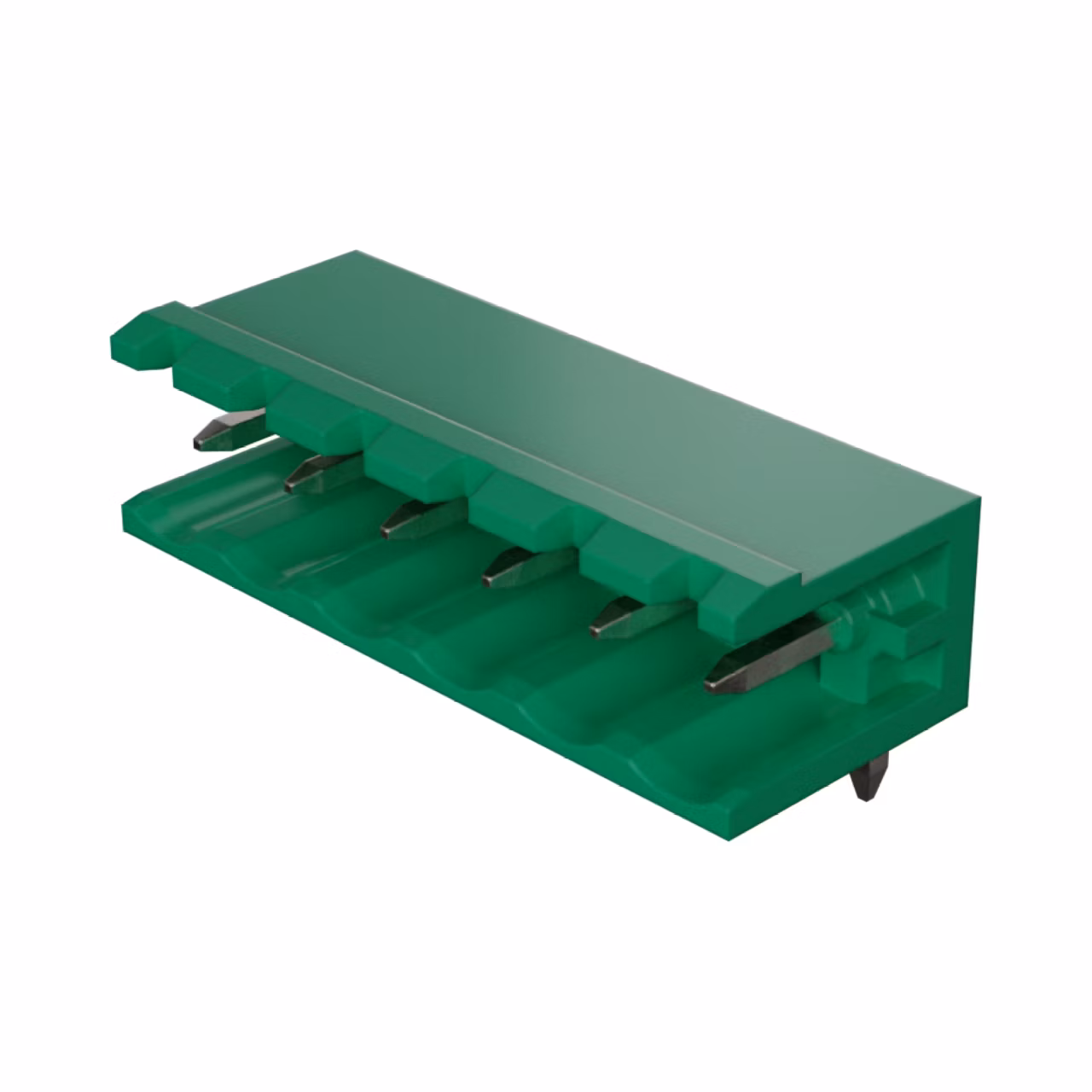 5.08mm Pitch Eurostyle Right-Angle PCB Header, Open Ends, Green Housing, 6 Circuits for sale