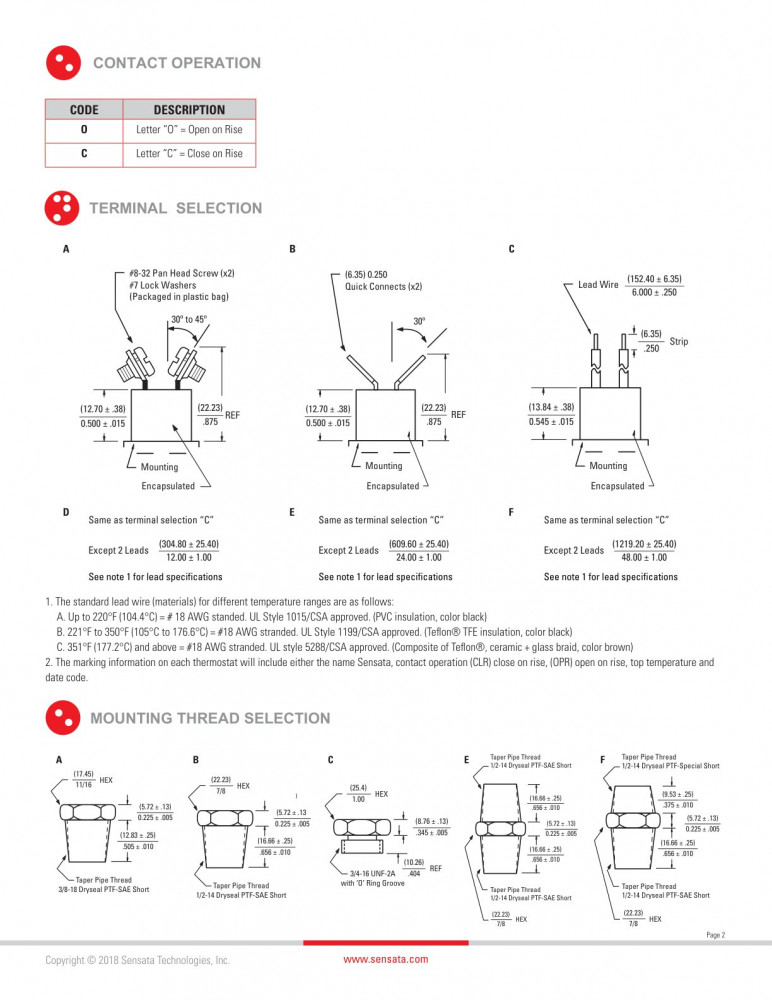 Sensata 5100 Series document page 2