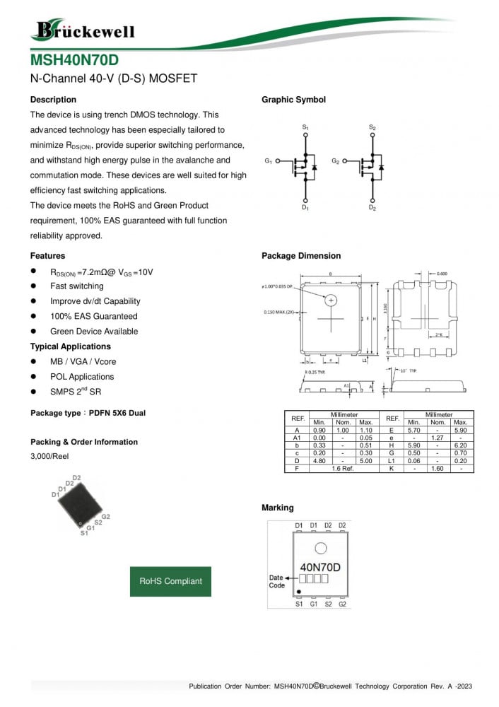 MSH40N70D datasheet page 1