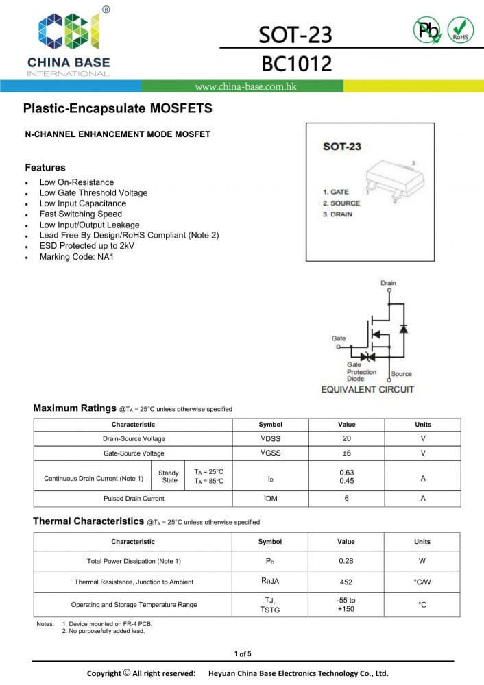 BC1012 datasheet page 1
