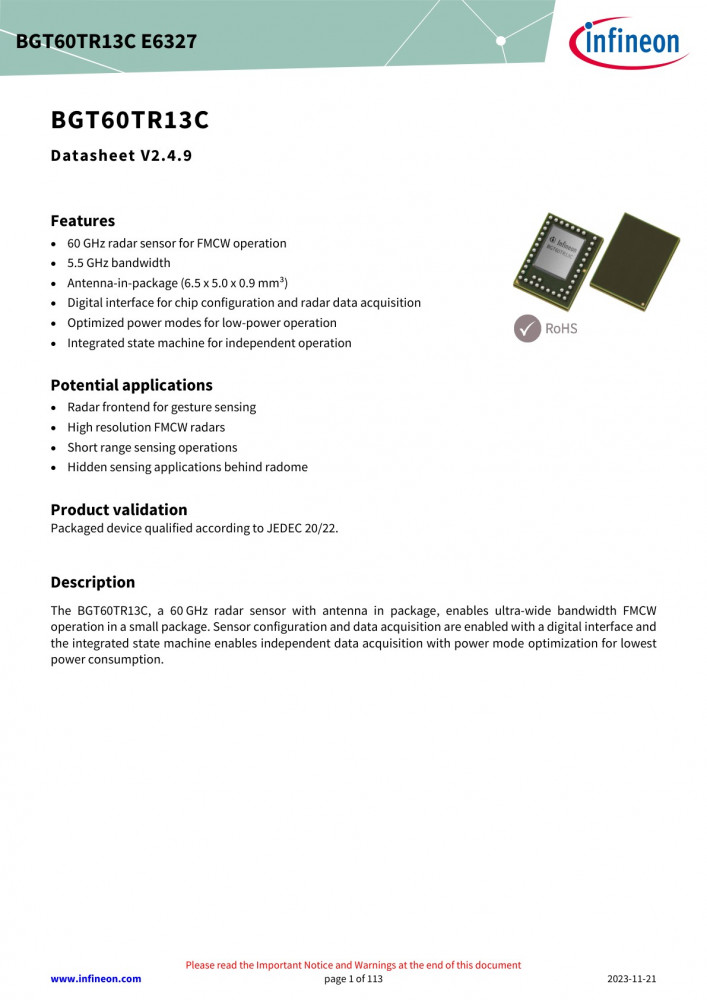 BGT60TR13C datasheet visual 1