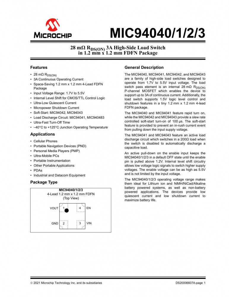 MIC94040 datasheet page 1