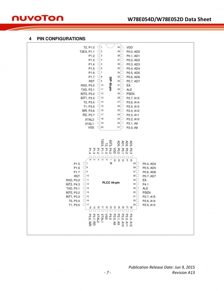 W78E052DDG datasheet page 7