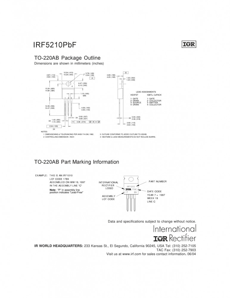 IRF5210PBF datasheet page 8
