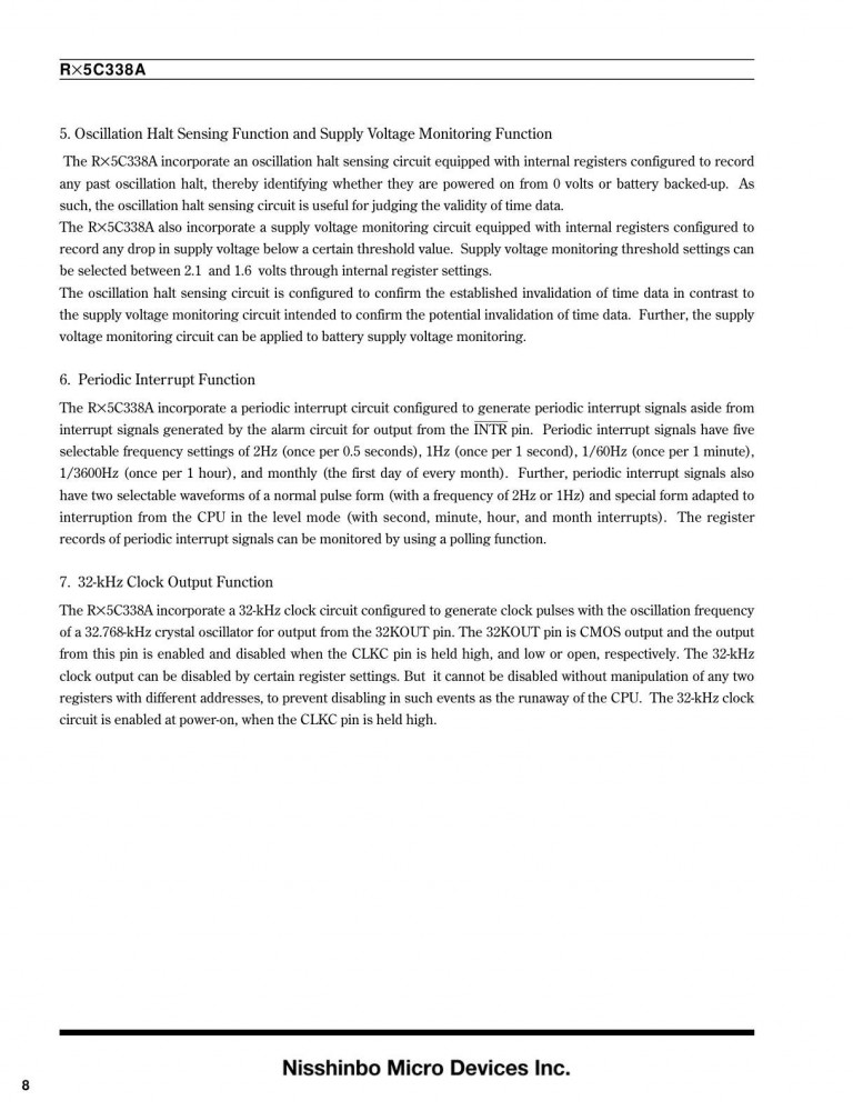 RV5C338A datasheet page 8