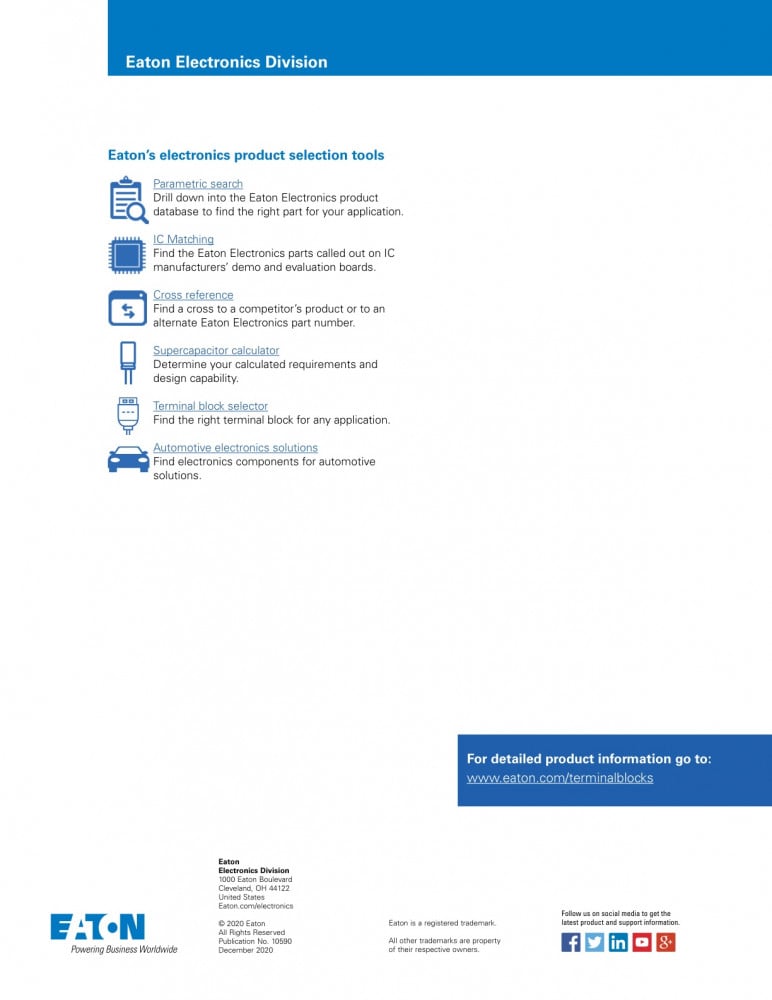 Eaton EuroMag terminal block document page 4