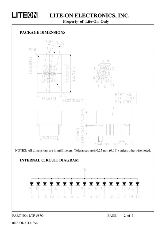 LTP-587G datasheet page 3