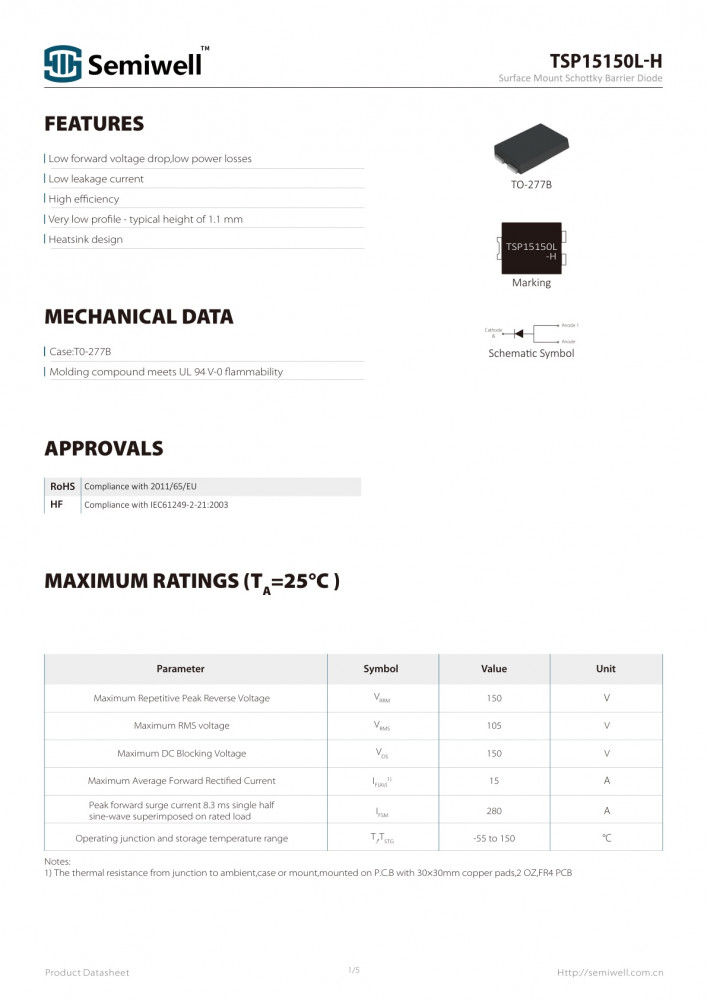 TSP15150L-H datasheet page 1