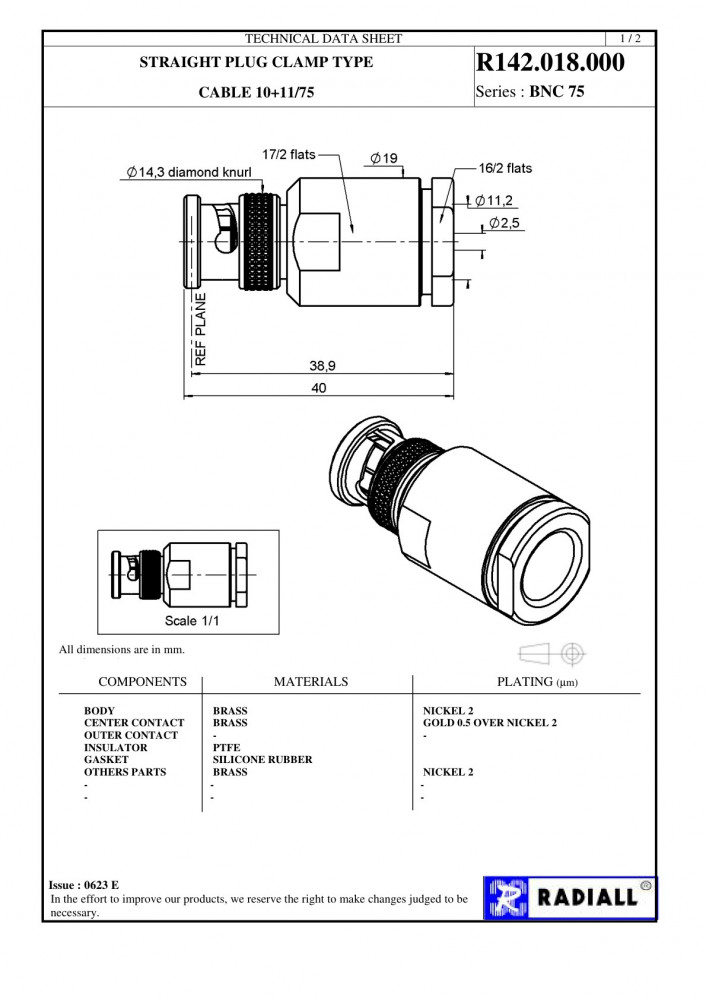 Radiall R142018000 product datasheet page 1
