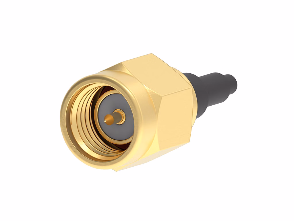SMA Plug, Straight, Crimp, LMR-240 Cable, Brass Body, Gold (Au) Plated, Tray, 50 Ohms