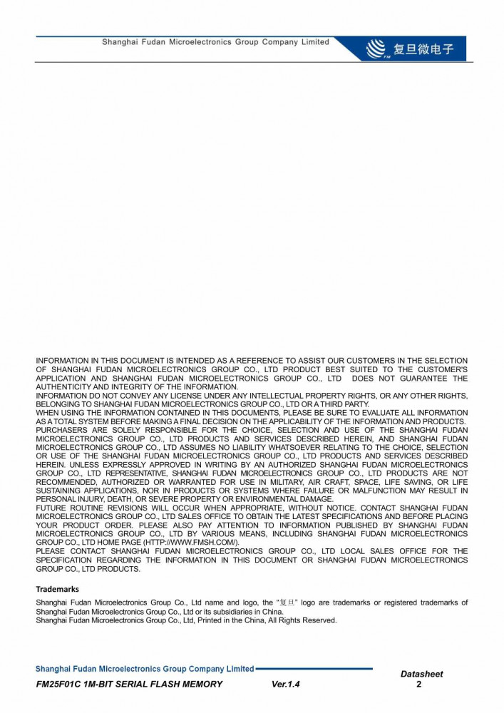 FM25F01C datasheet page 2