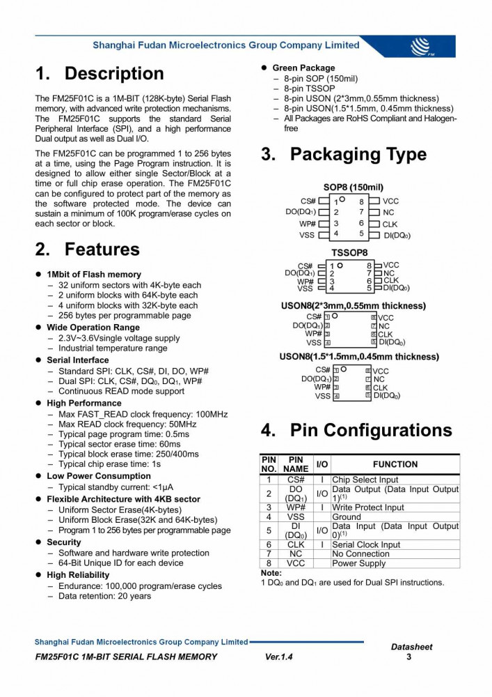 FM25F01C datasheet page 3