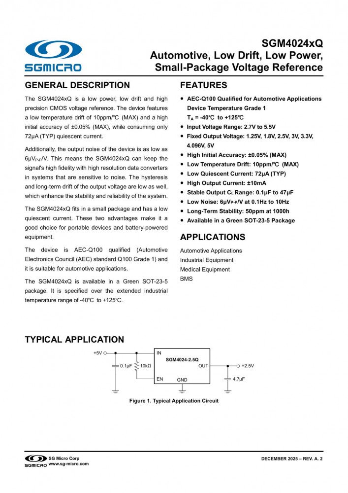 SGM4024xQ datasheet page 1
