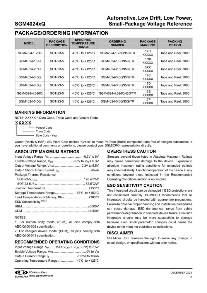 SGM4024xQ datasheet page 2