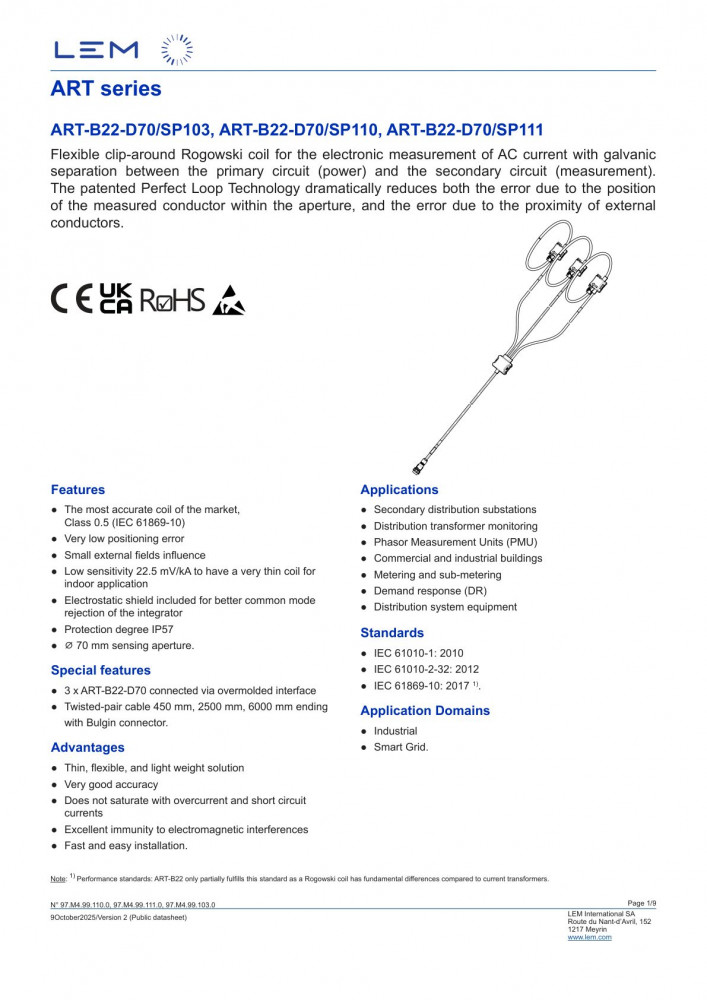 ART series datasheet page 1
