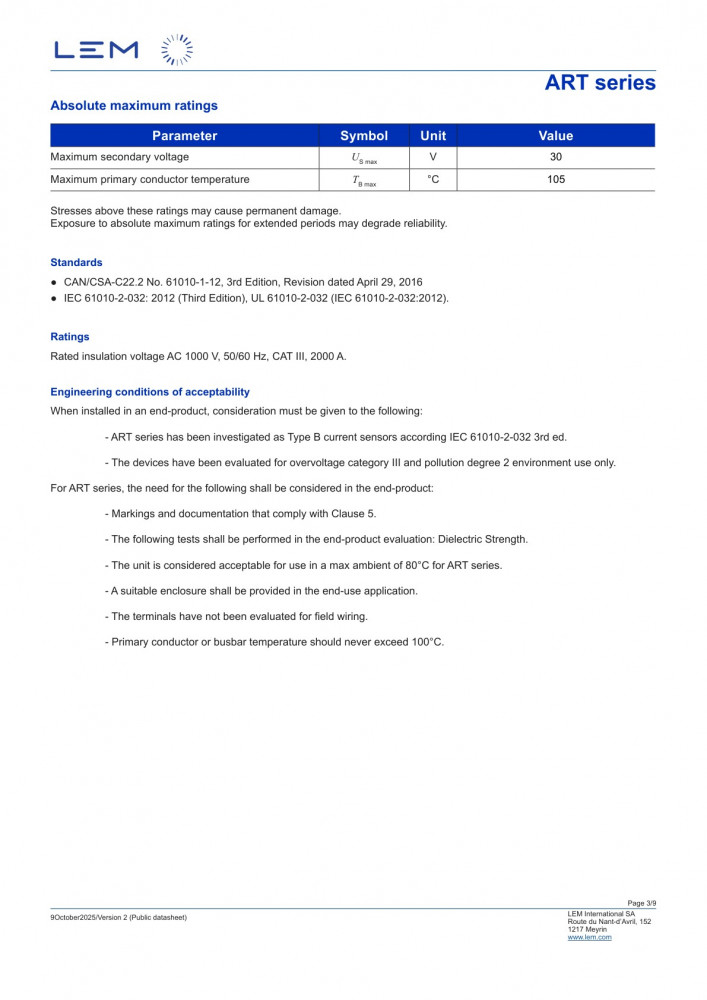 ART series datasheet page 3