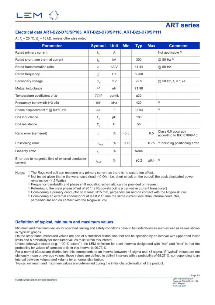 ART series datasheet page 5