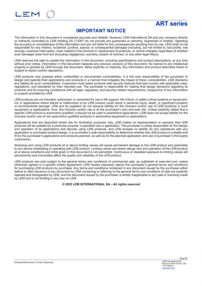 ART series datasheet page 9