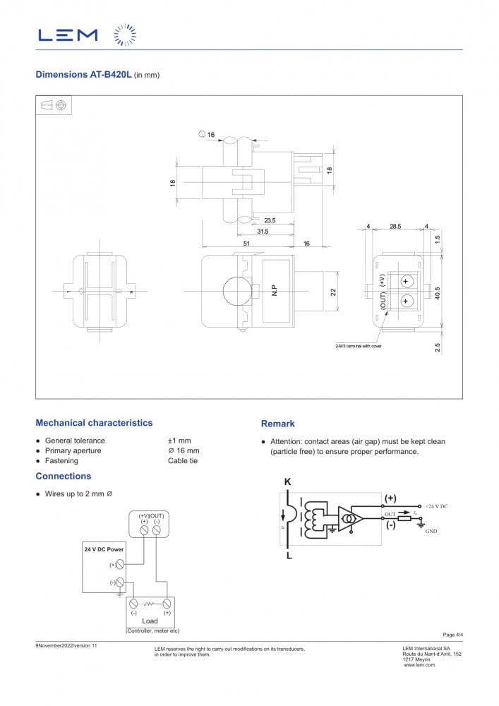 LEM AT 20 B420L technical document page 4