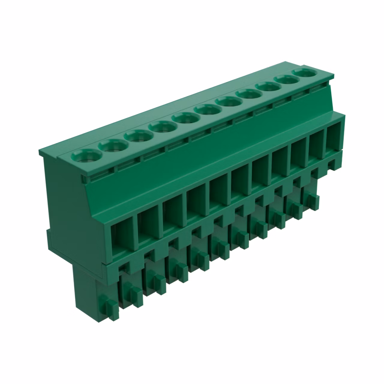 3.50mm Pitch Eurostyle Vertical Plug, with Reverse Imprinting, Front Wire Entry, Green Housing, Gold (Au) Plated, 11 Circuits for sale