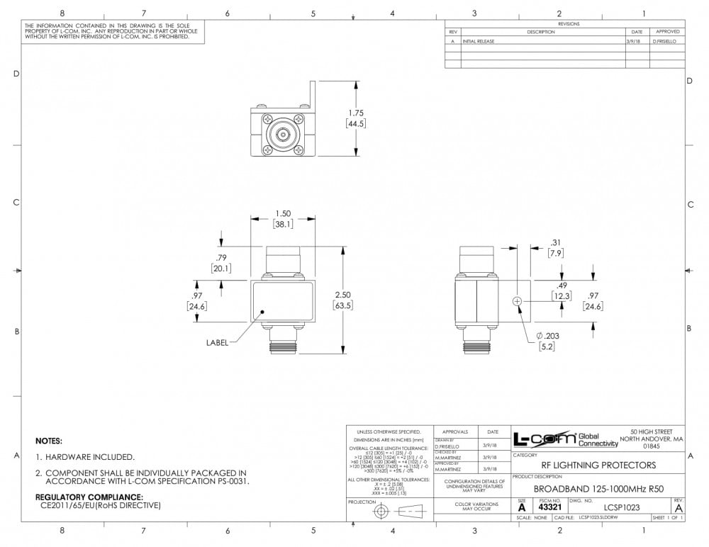 L-com LCSP1023 technical drawing