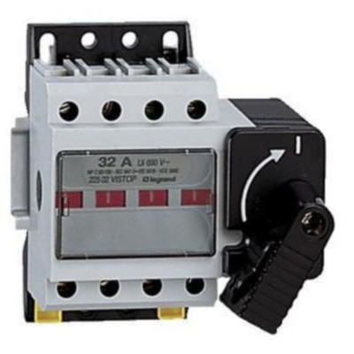 Vistop isolating switch 2 poles 32A with black front handle for sale