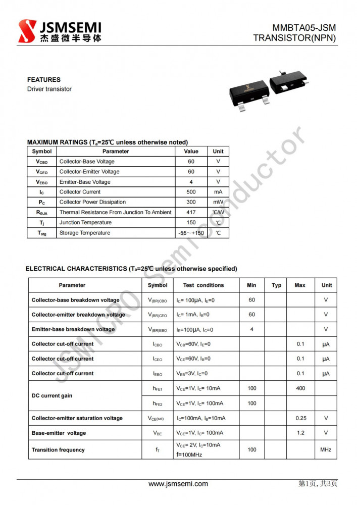 MMBTA05-JSM datasheet page 1