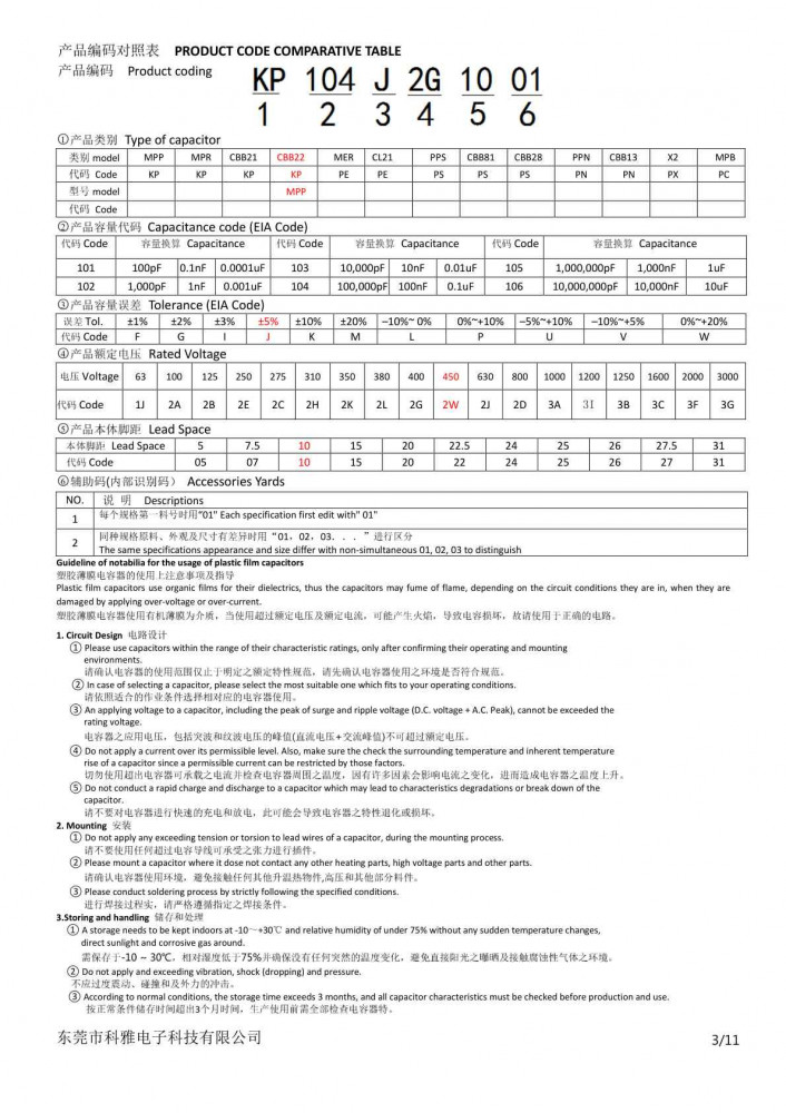 KP154J4501001 specification page 3