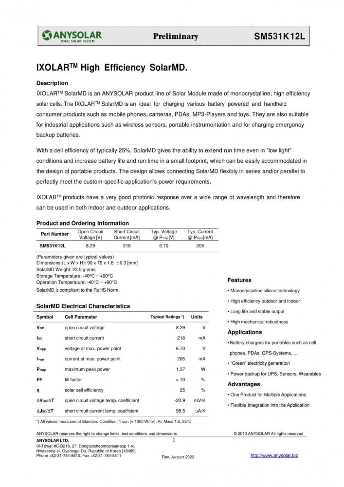SM531K12L datasheet page 1