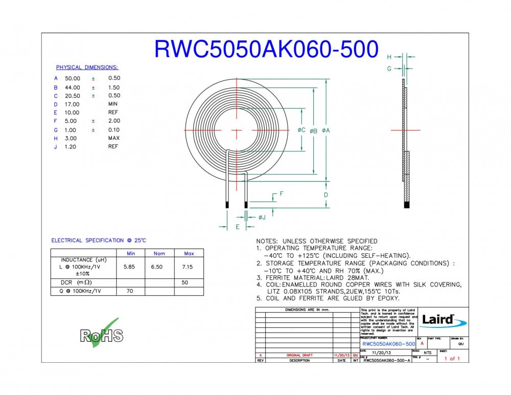 Laird RWC5050AK060-500 technical drawing