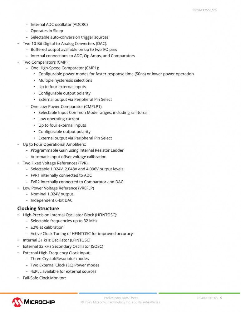 PIC16F17576 datasheet preview page 5
