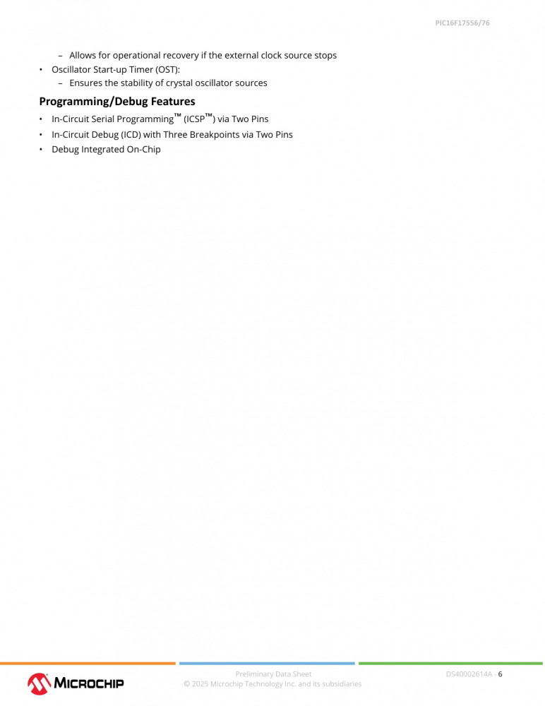 PIC16F17576 datasheet preview page 6