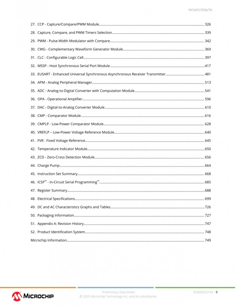 PIC16F17576 datasheet preview page 9