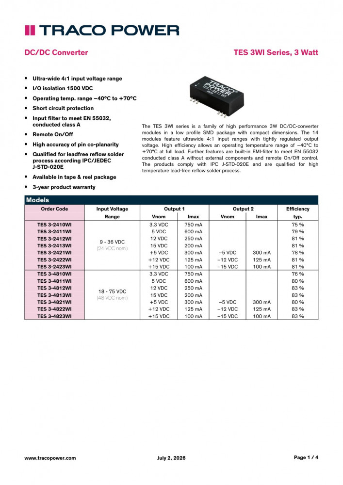 TES 3-4810WI technical document page 1