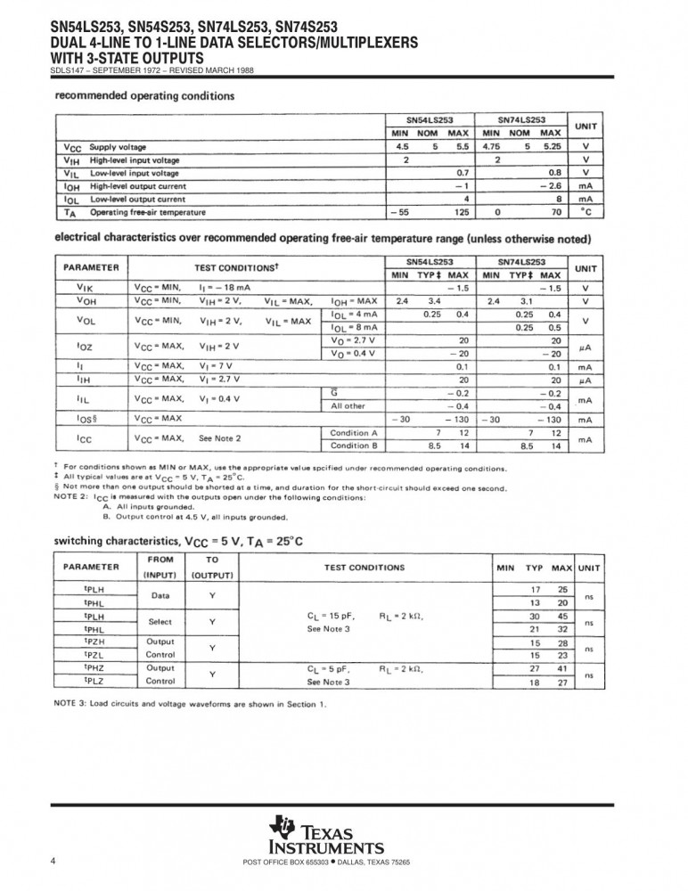 SN74LS253D technical document page 4