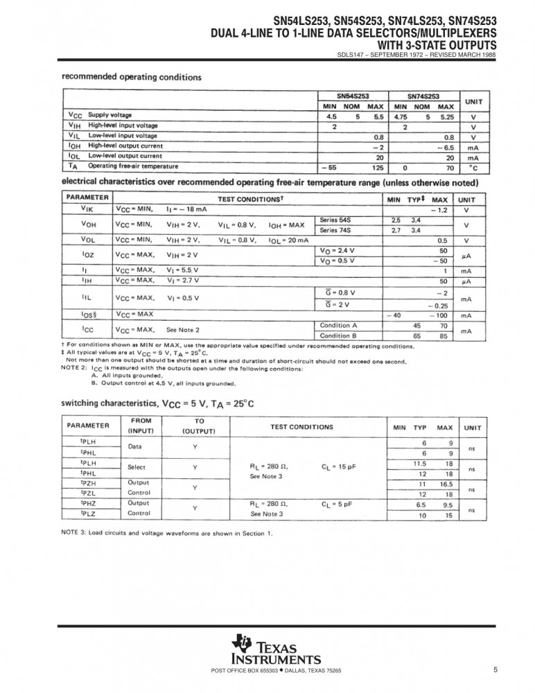 SN74LS253D technical document page 5