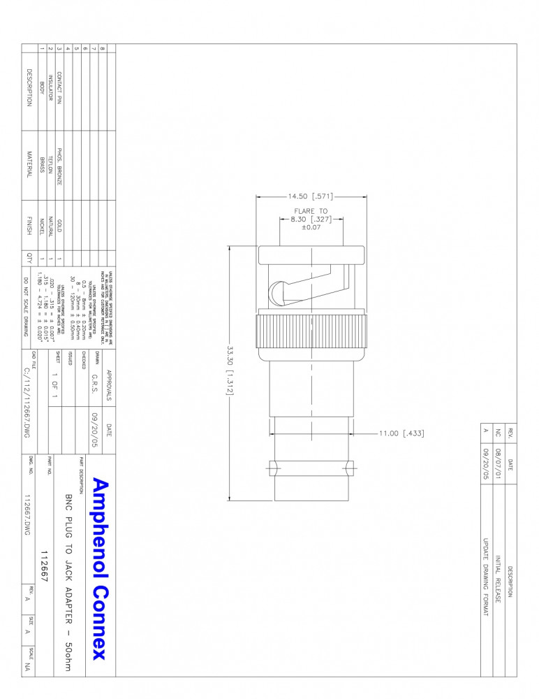 Amphenol 112667 technical drawing
