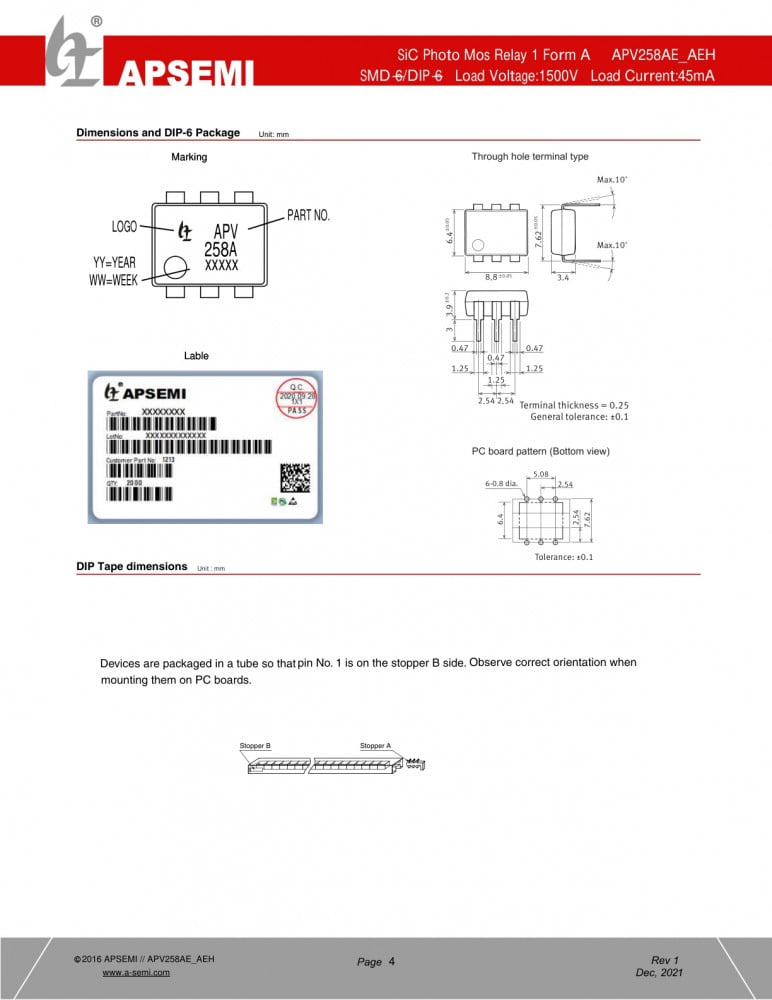 APV258AEH datasheet page 4