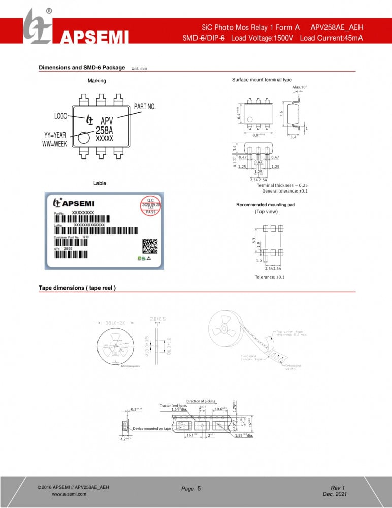 APV258AEH datasheet page 5