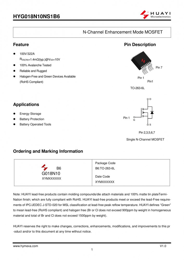 HYG018N10NS1B6 datasheet page 1