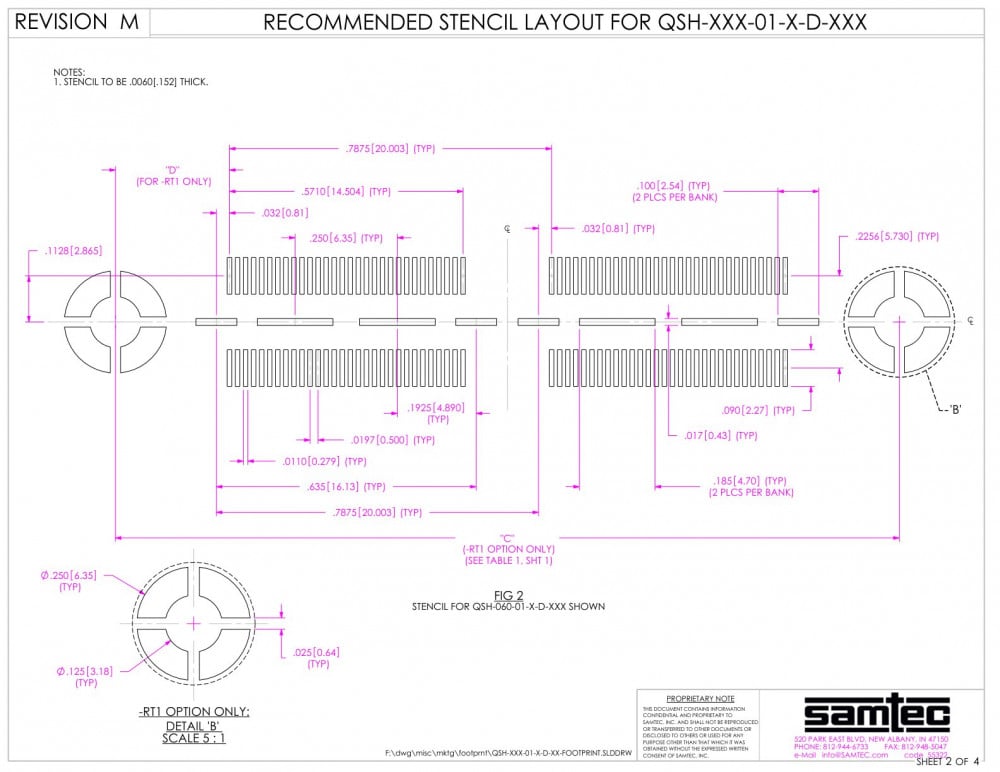 Samtec QSH stencil recommendation