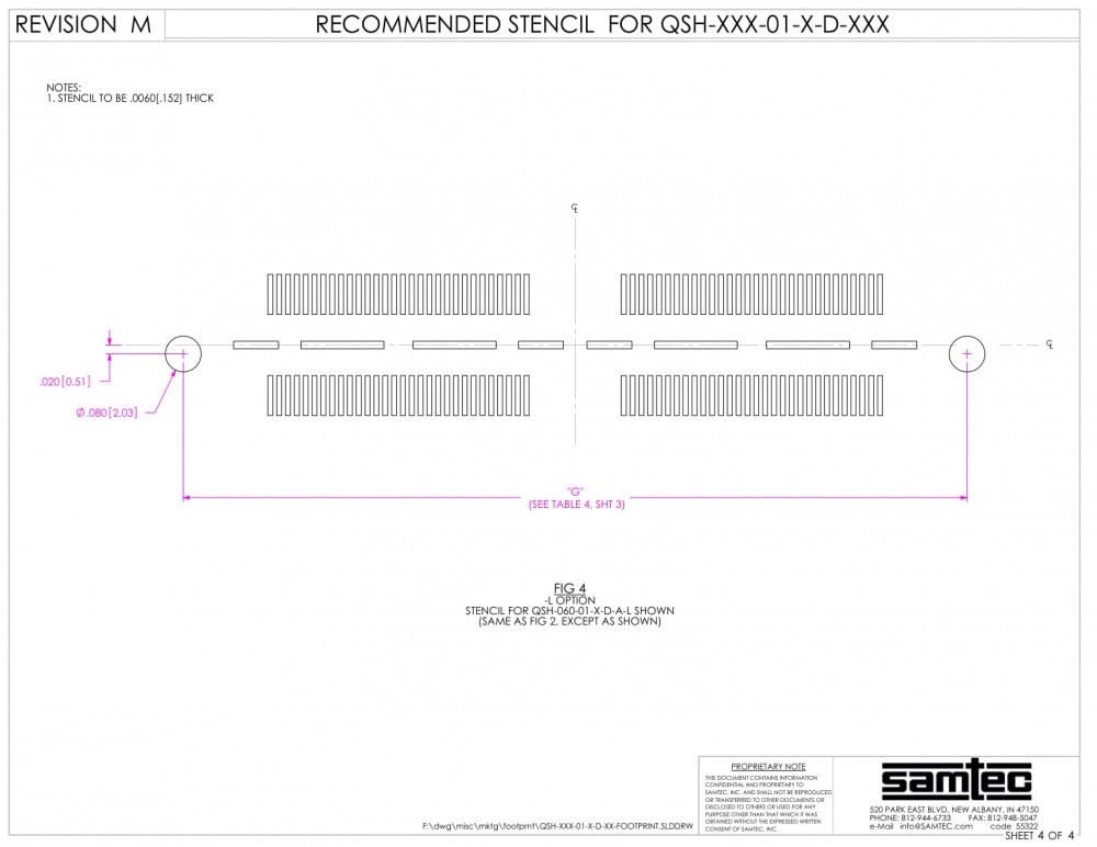 Samtec QSH -L option stencil