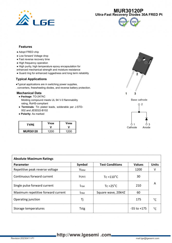 MUR30120P datasheet page 1