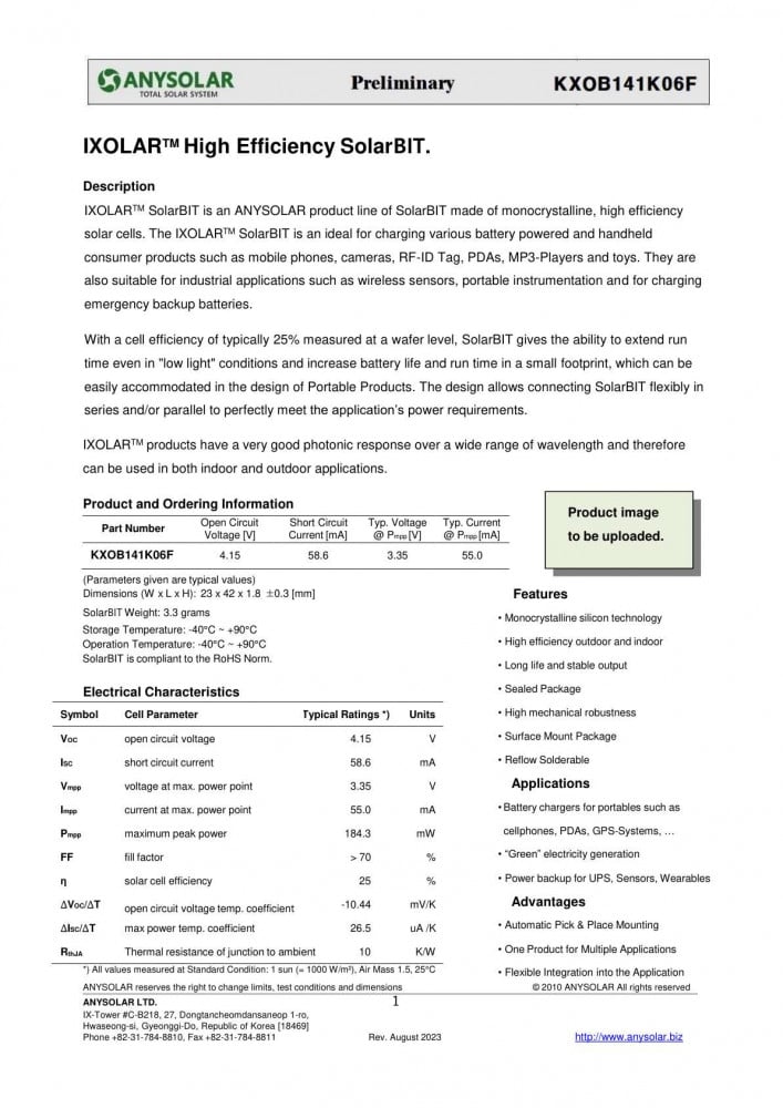 KXOB141K06F-TR datasheet page 1