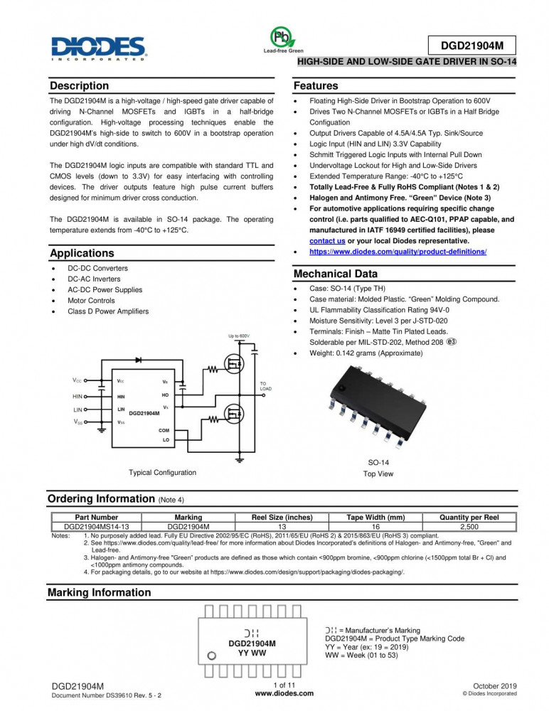 DGD21904MS14-13 datasheet page 1