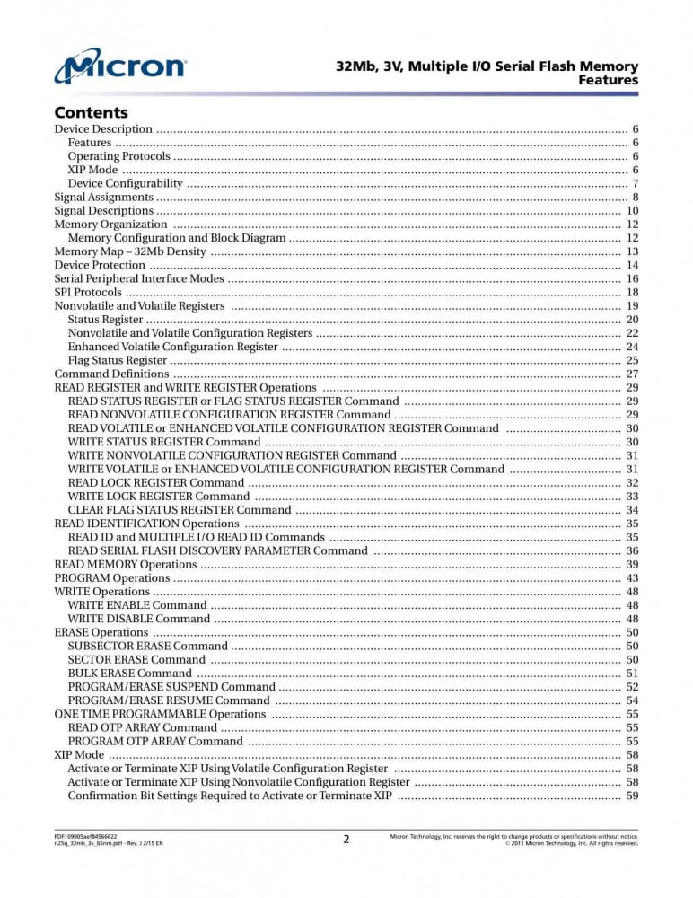 N25Q032A datasheet page 2
