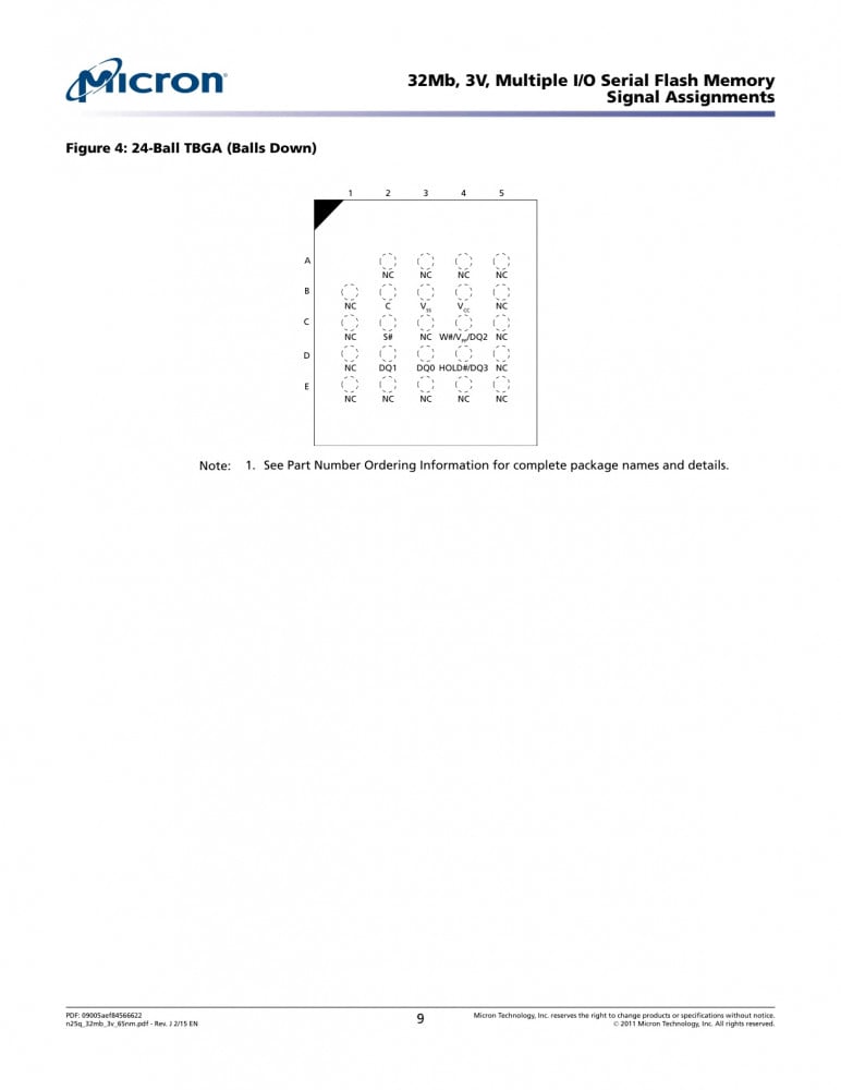 N25Q032A datasheet page 9